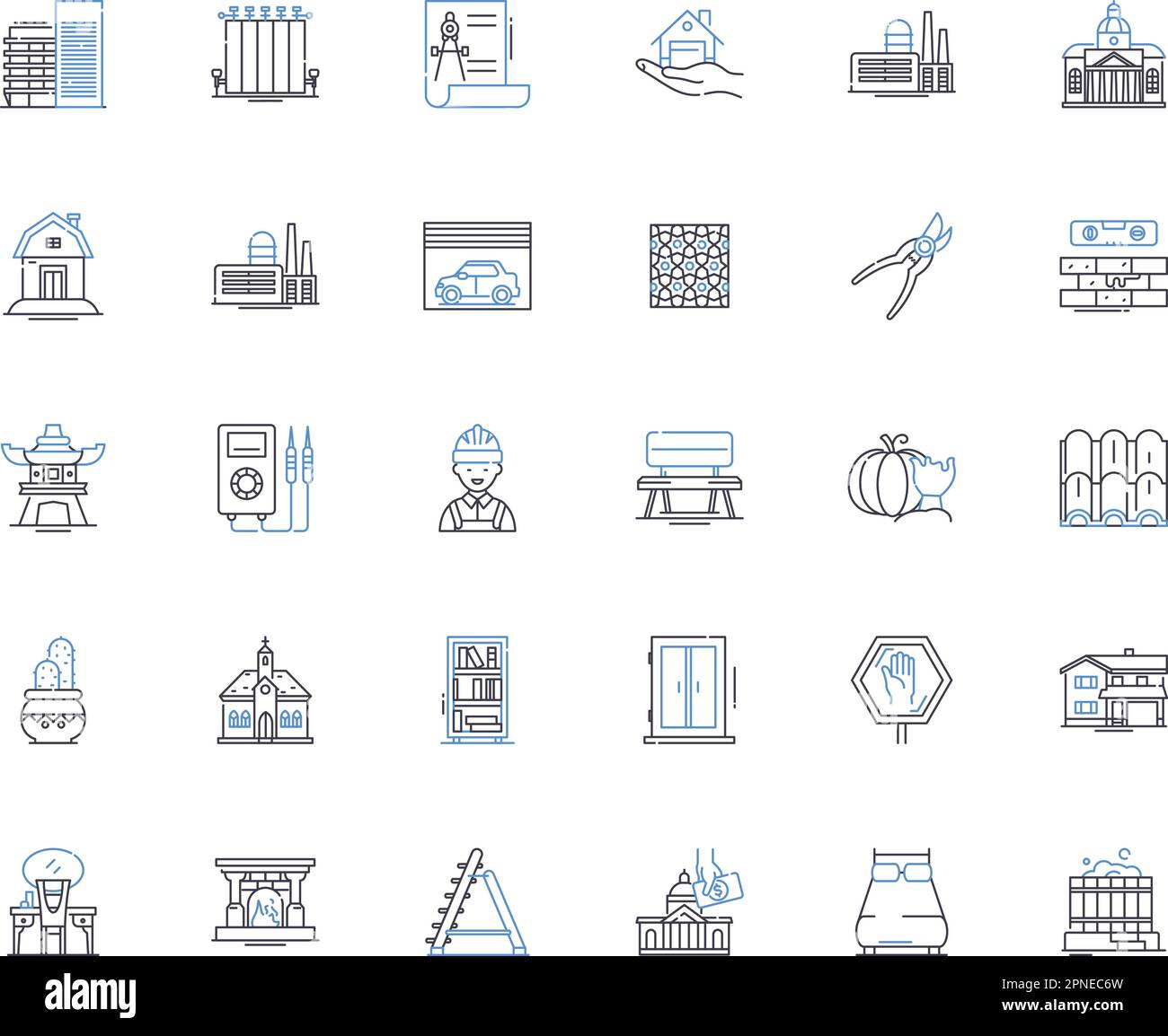 Office renovation line icons collection. Remodeling, Construction ...