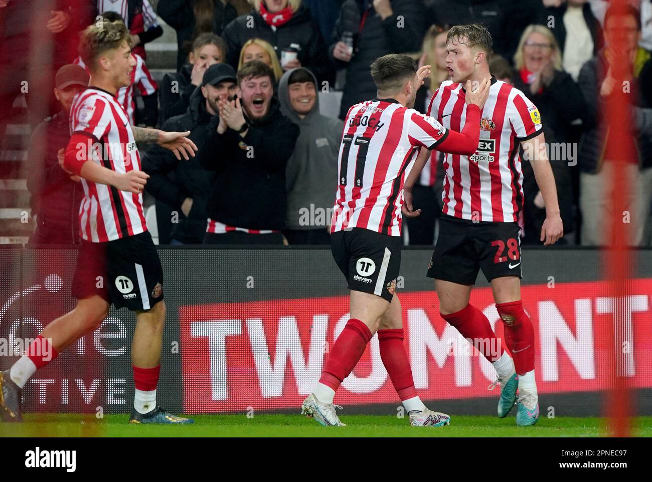 Sunderland's Joe Gelhardt celebrates scoring the opening goal during ...