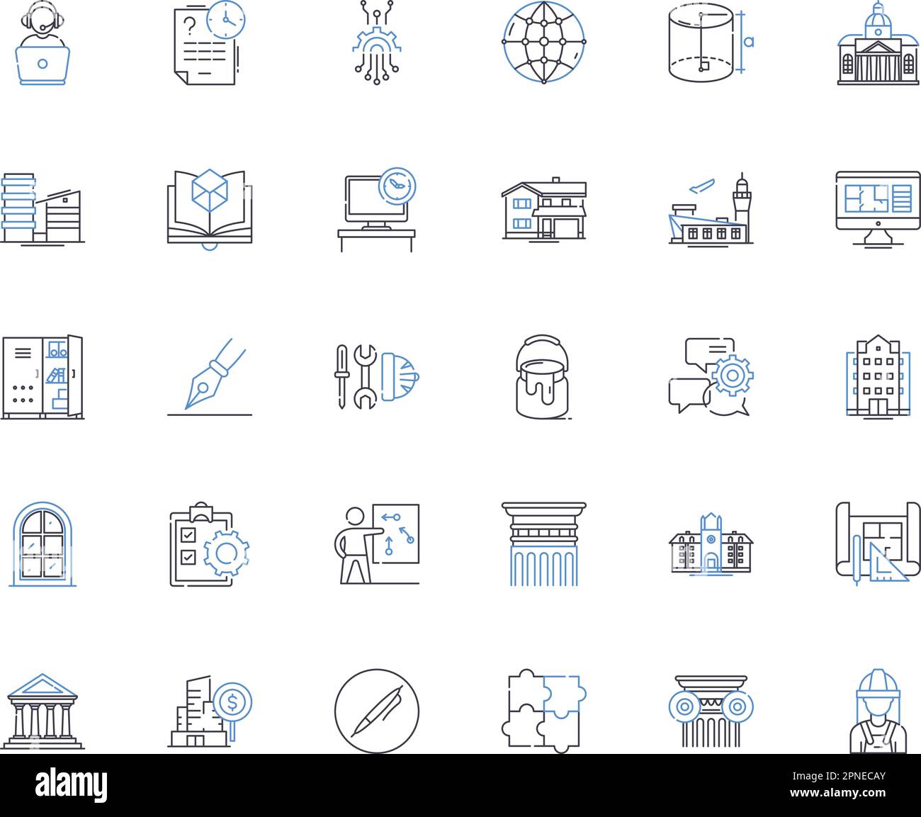 Research gadgets line icons collection. Scanners, Labware, Calipers ...