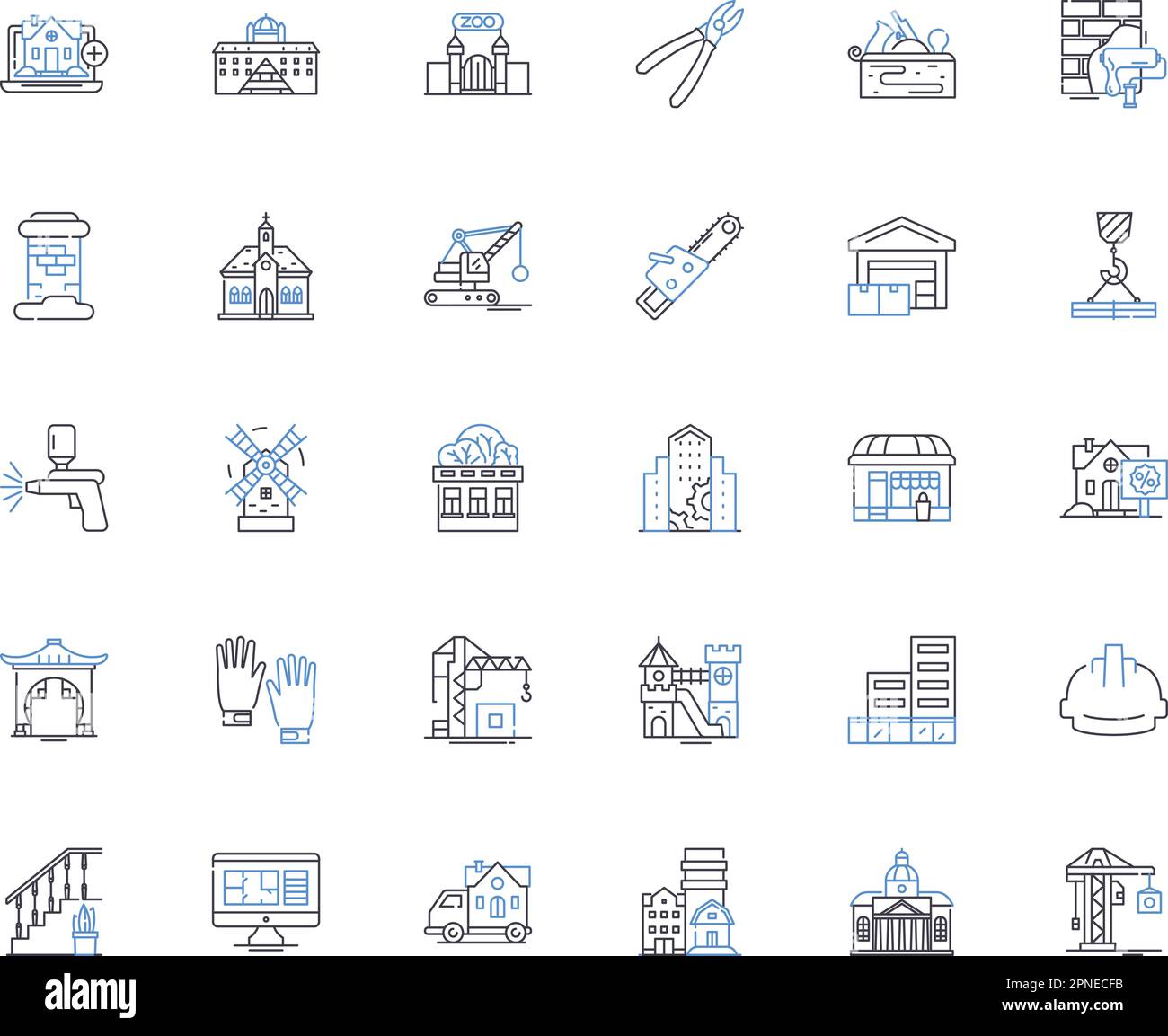Scaffolding line icons collection. Platform, Support, Construction ...