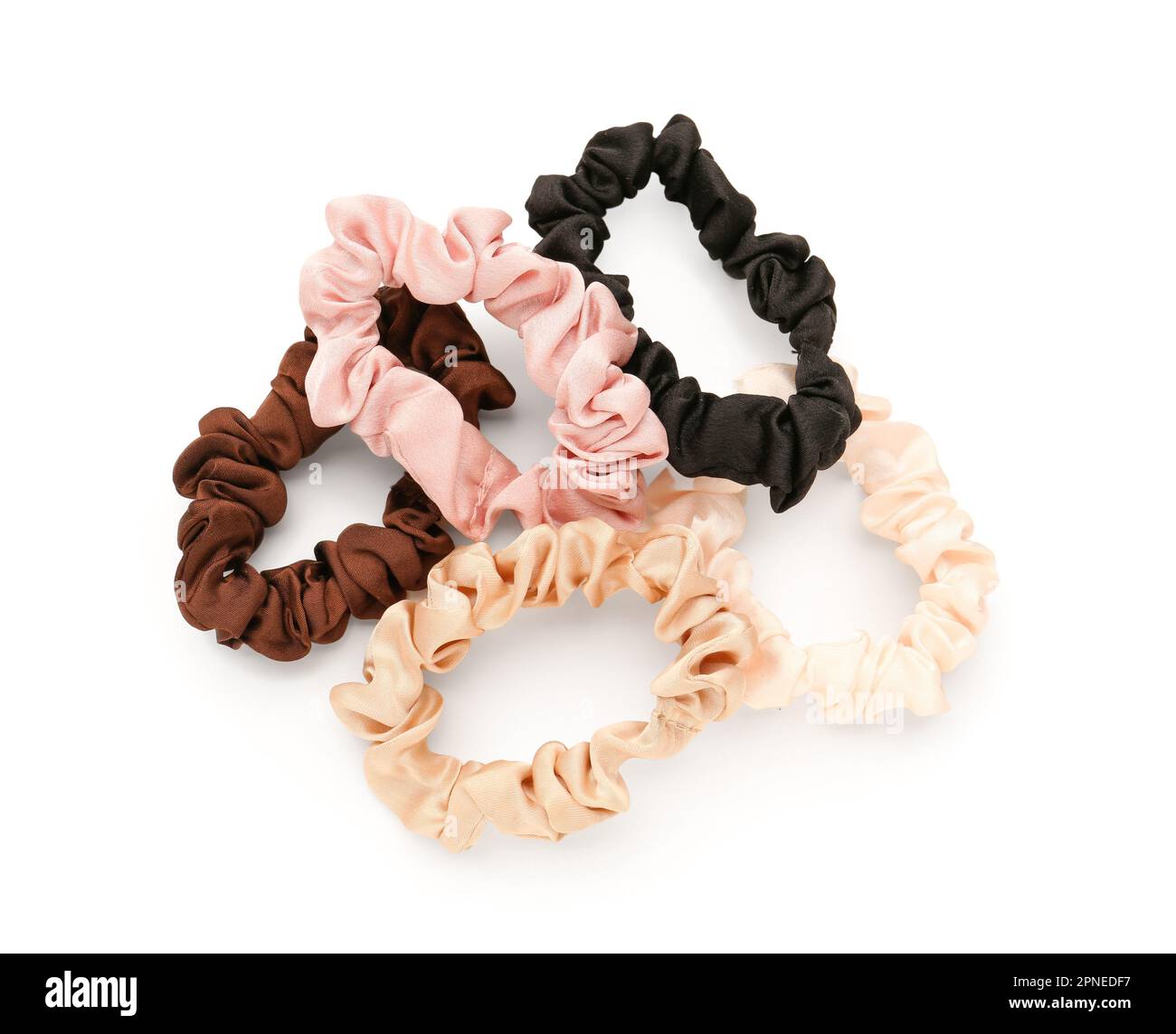 Set of stylish scrunchies on white background Stock Photo - Alamy