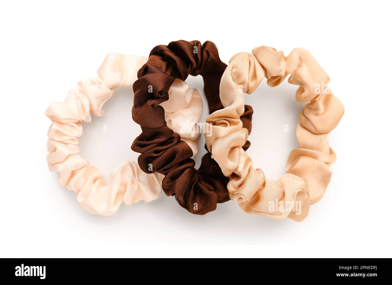 Set of stylish scrunchies on white background Stock Photo - Alamy