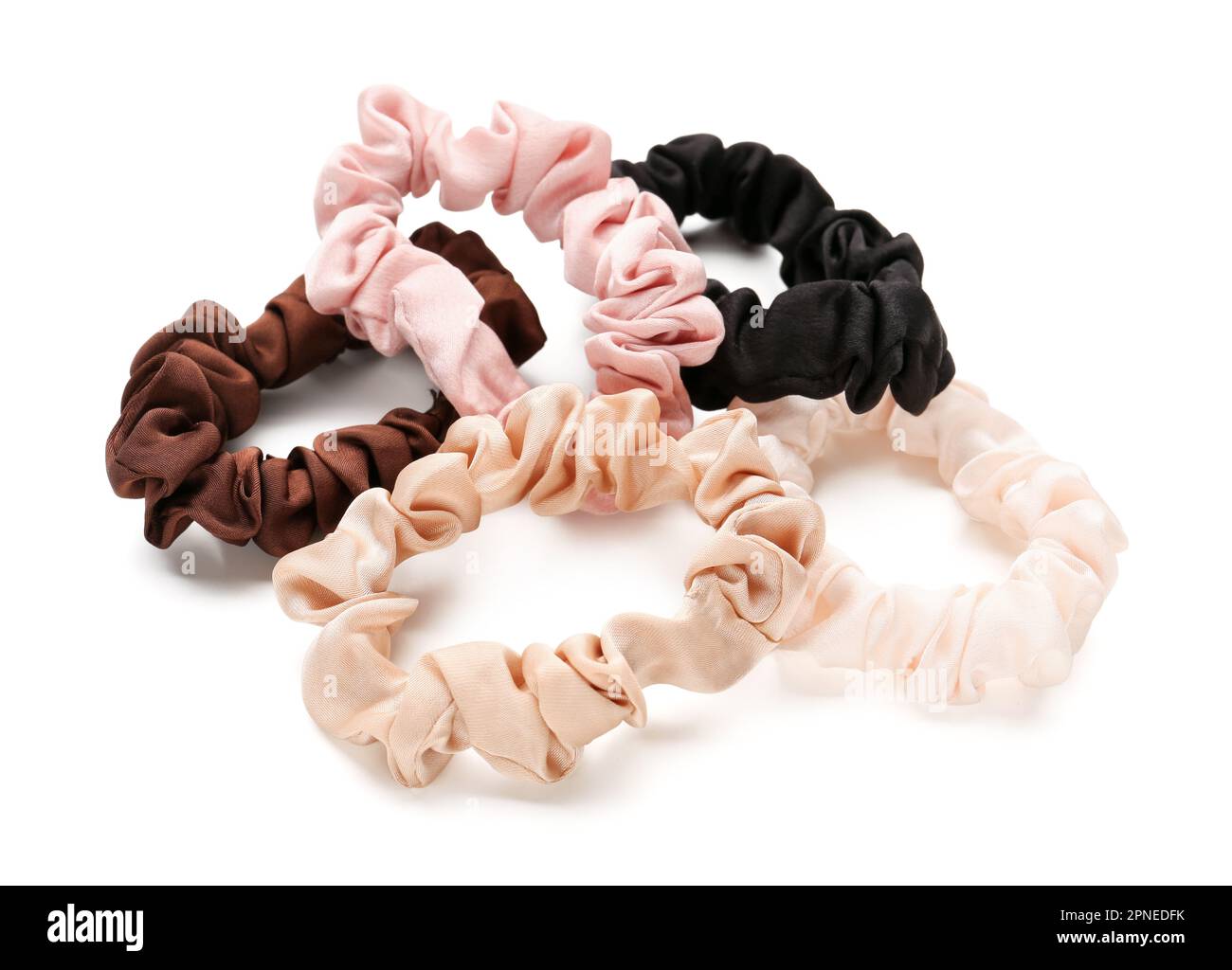 Set of stylish scrunchies on white background Stock Photo - Alamy