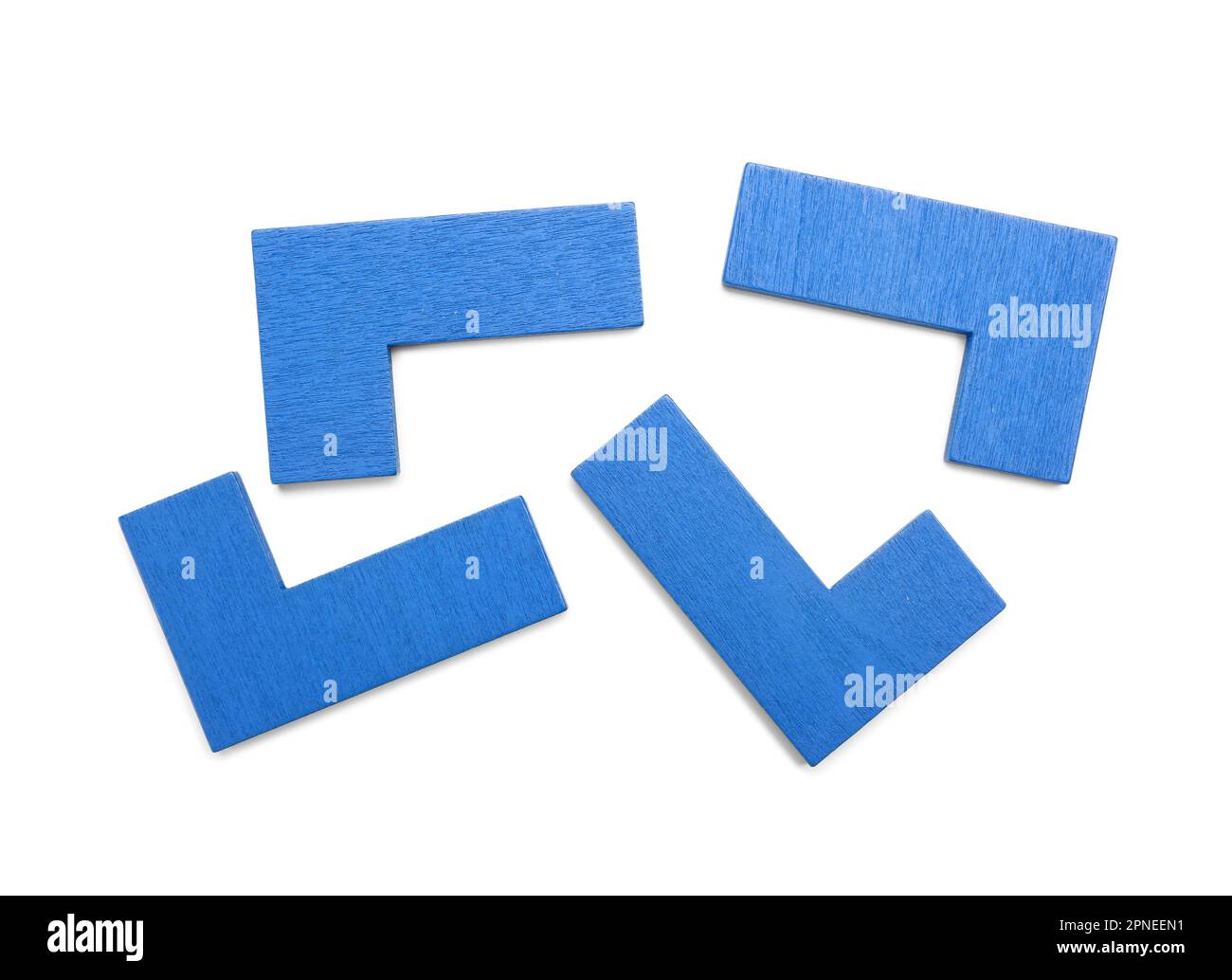 Blue puzzle blocks isolated on white background Stock Photo - Alamy