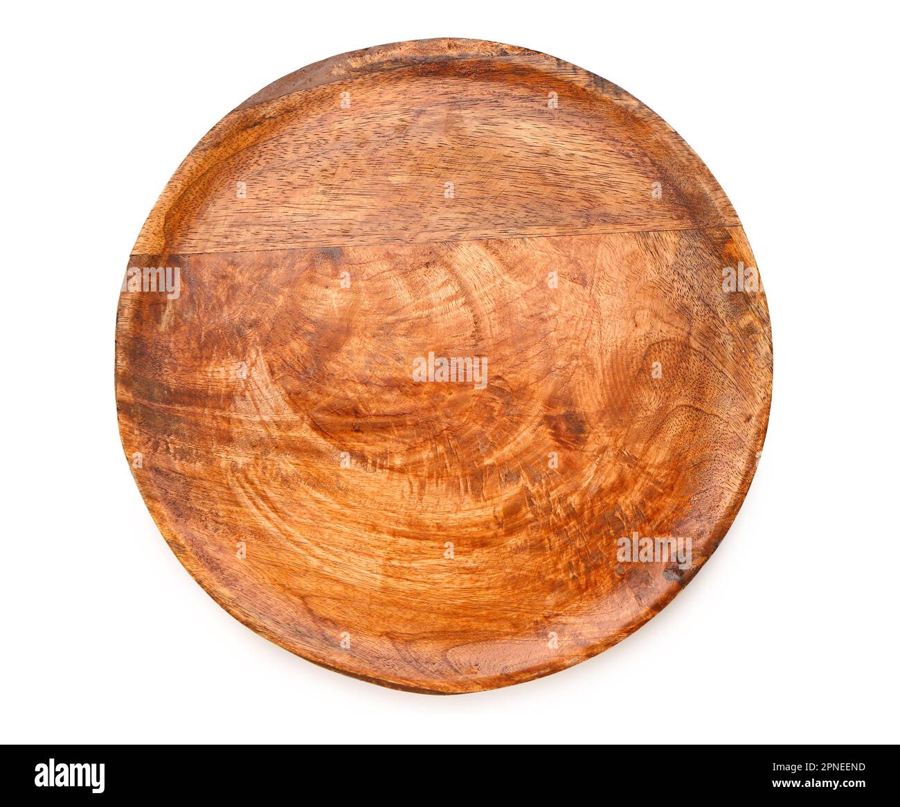 Empty wooden plate isolated on white background Stock Photo - Alamy