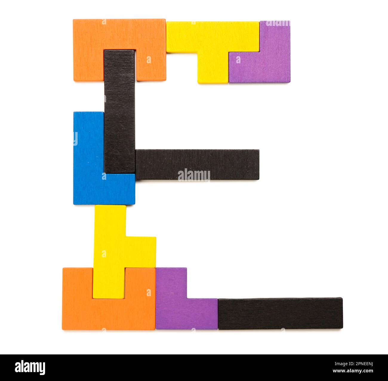 Composition with colorful puzzle blocks on white background Stock Photo ...