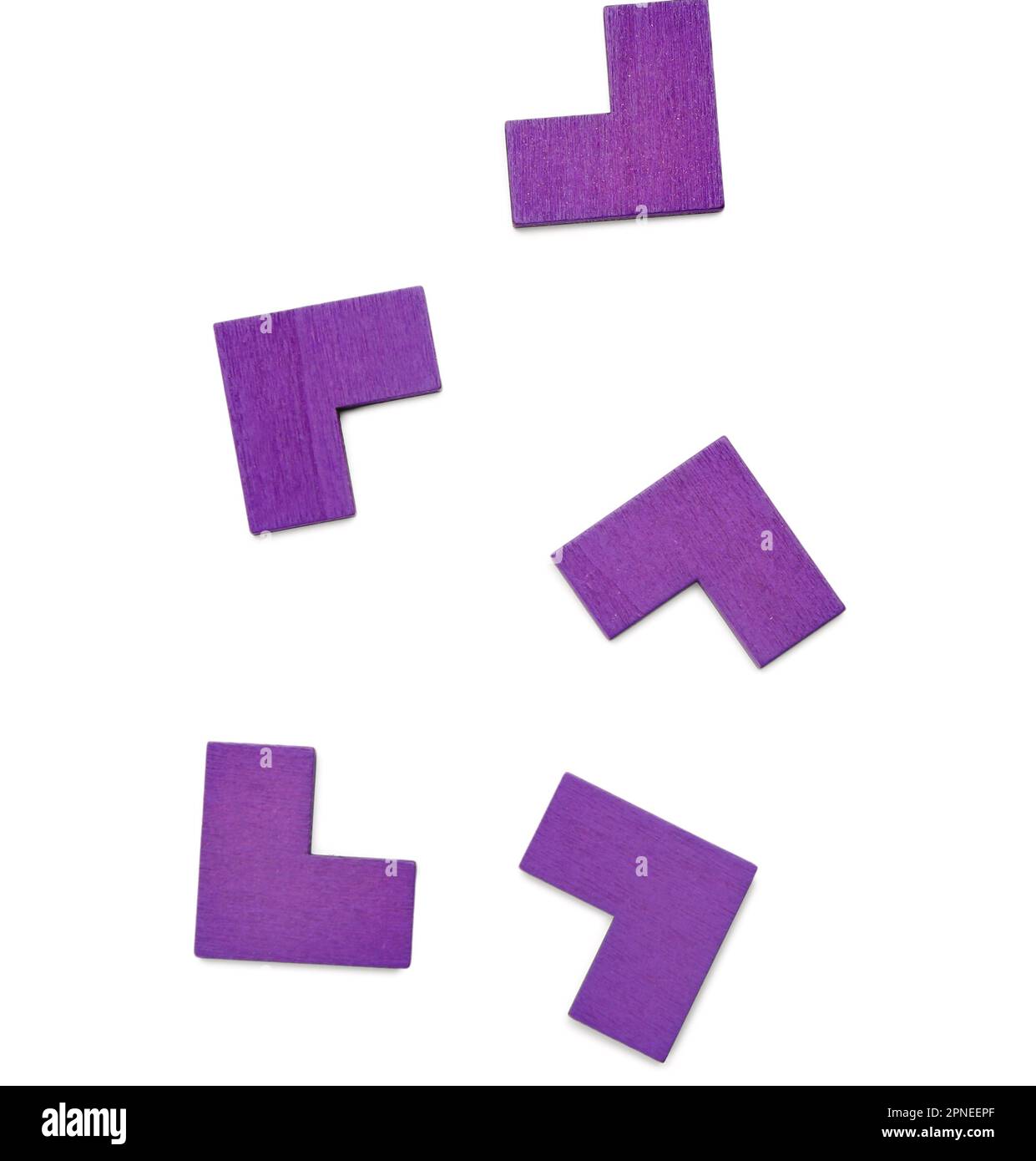 Purple puzzle blocks isolated on white background Stock Photo - Alamy