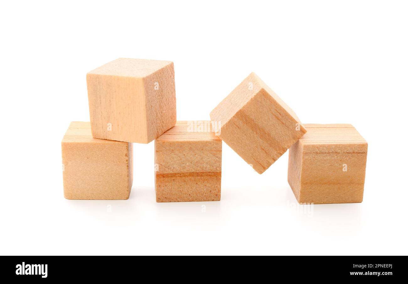 Wooden cubes isolated on white background Stock Photo - Alamy