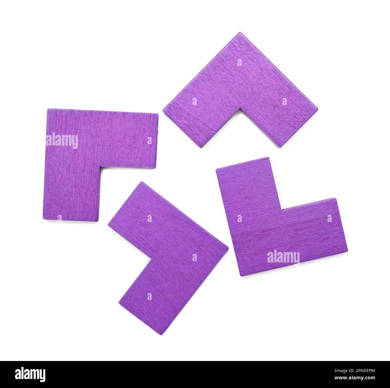 Purple puzzle blocks isolated on white background Stock Photo - Alamy