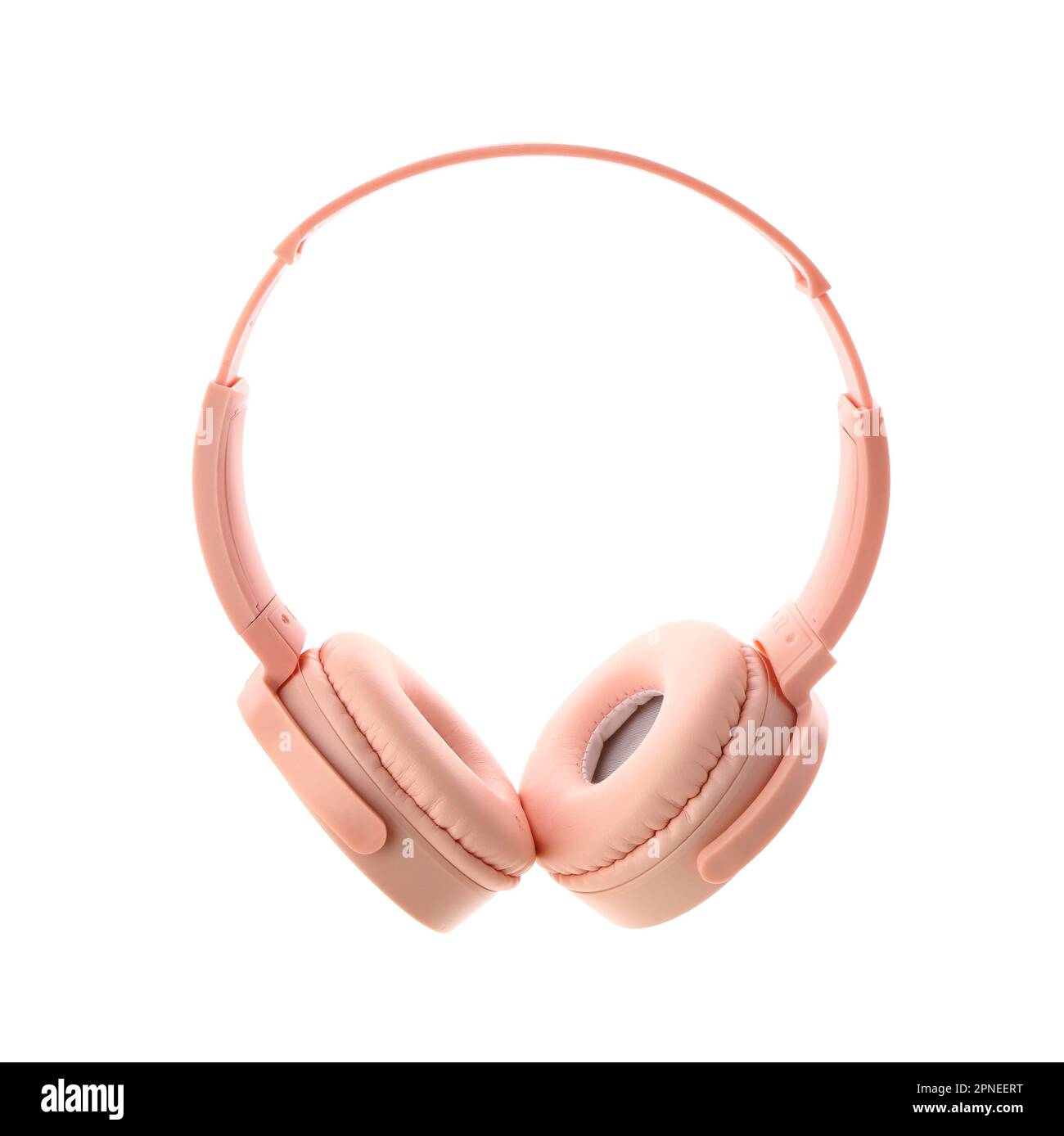 Modern pink headphones on white background Stock Photo - Alamy