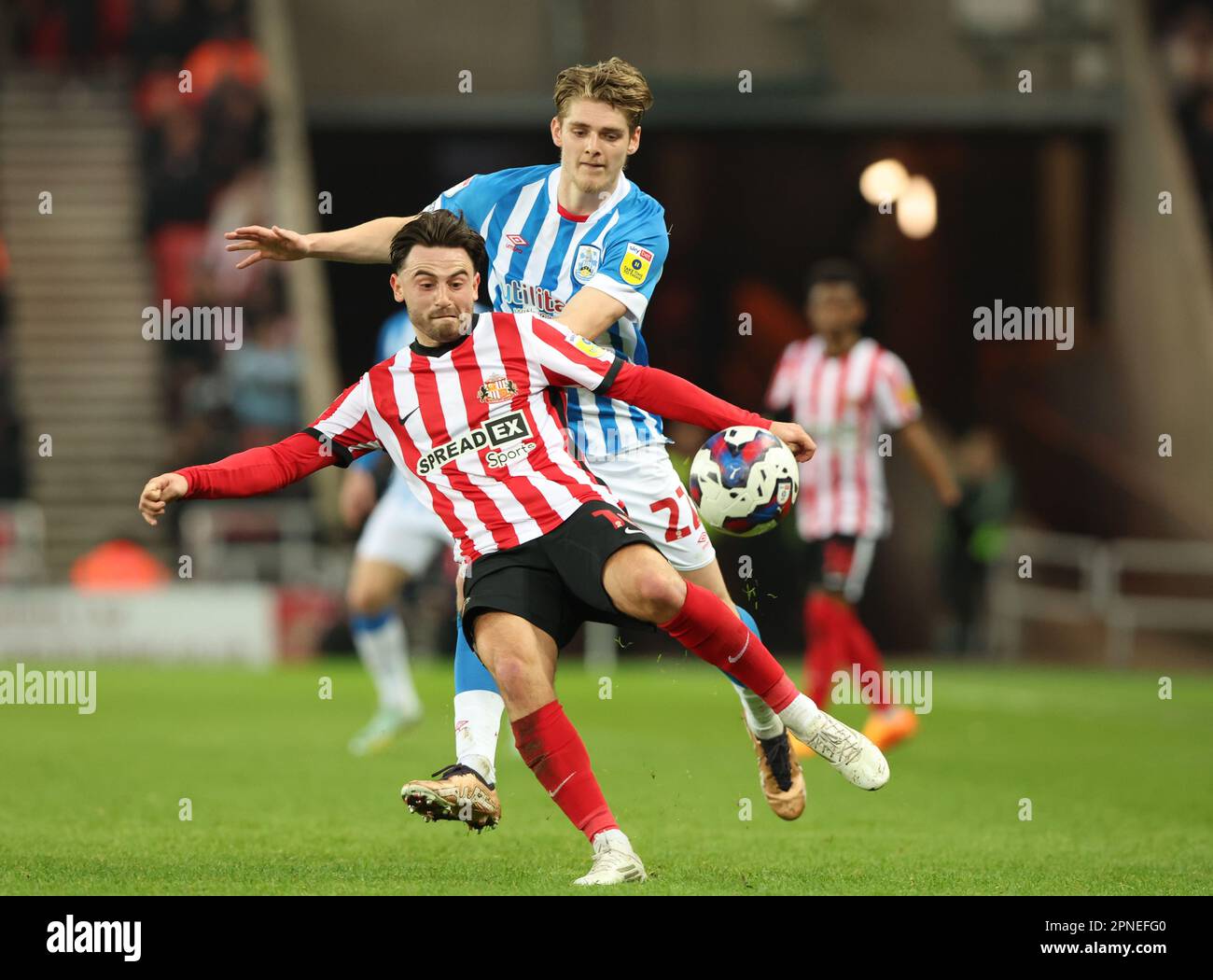 Jack Rudoni (R) of Huddersfield Town in action with Patrick Roberts of ...