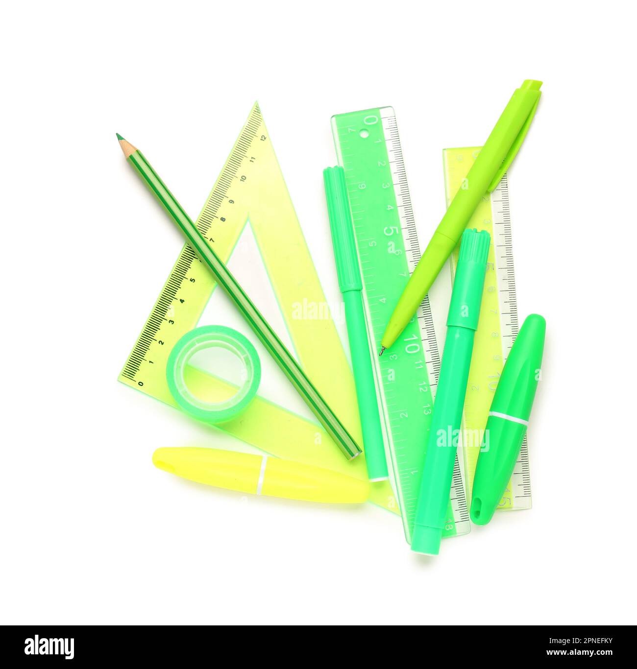Stationery supplies on white background Stock Photo - Alamy