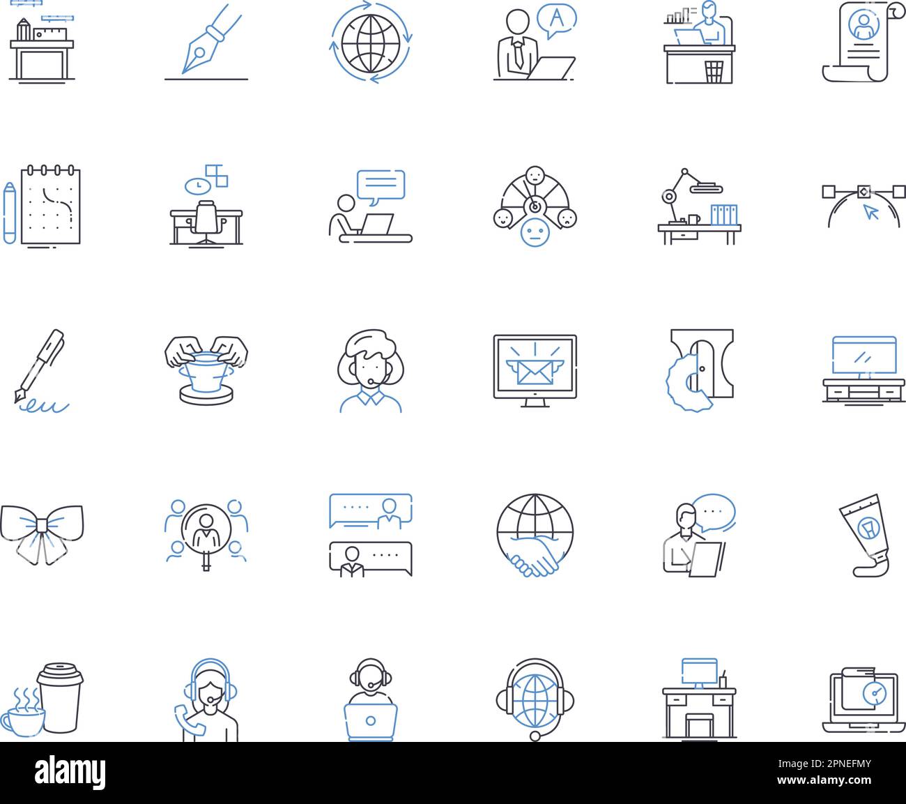 Consultant Work Line Icons Collection Analysis Strategy Planning