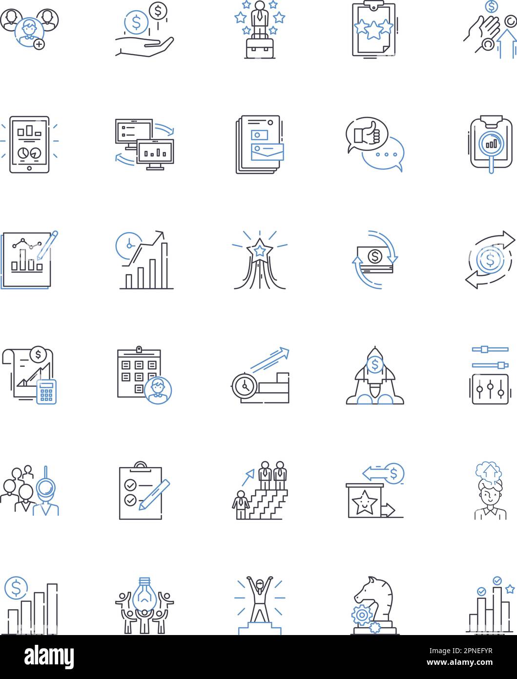 Productivity Boost Line Icons Collection Efficiency Focus Priority