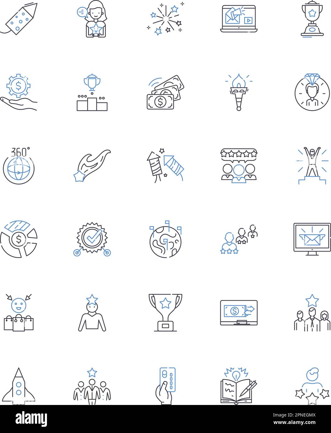 Accomplishment line icons collection. Triumph, Success, Victory ...