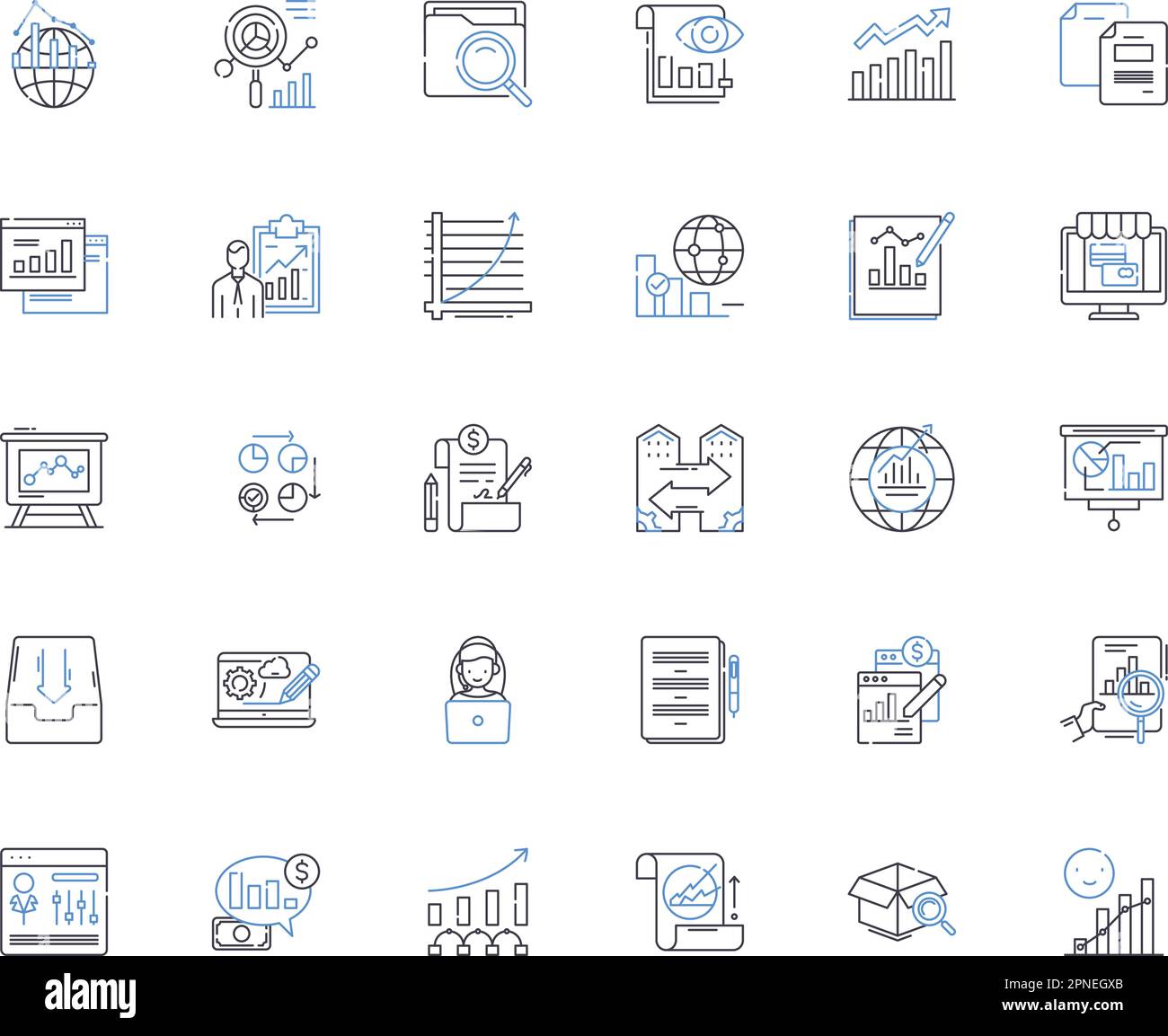 Digital repository line icons collection. Archiving, Curation ...