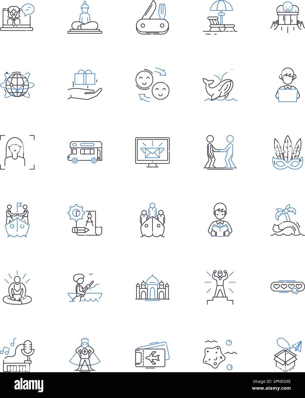 Climate-neutral travel line icons collection. sustainable, eco-friendly, low-carbon, green ...