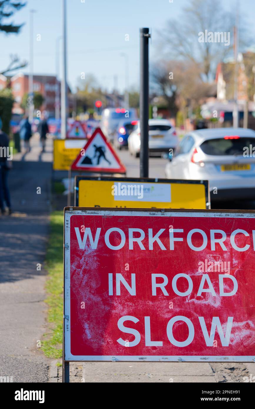 Road works, skid risk, re-surfacing, carriageway, stone chippings, grit ...