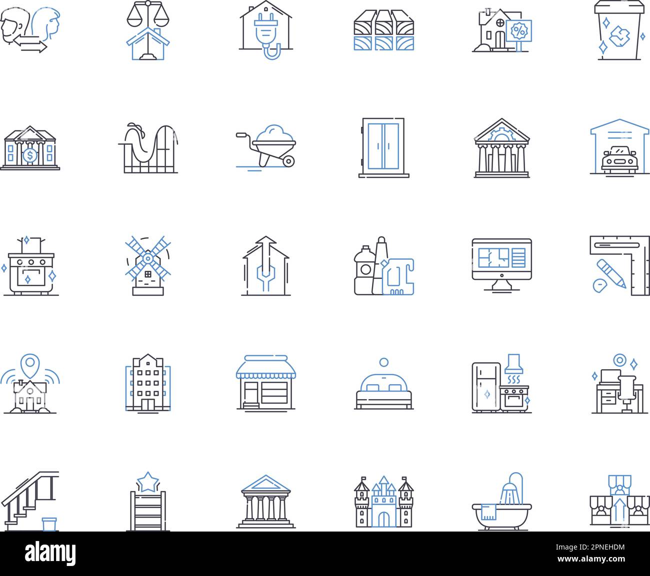 Custodial Care line icons collection. Maintenance, Supervision ...