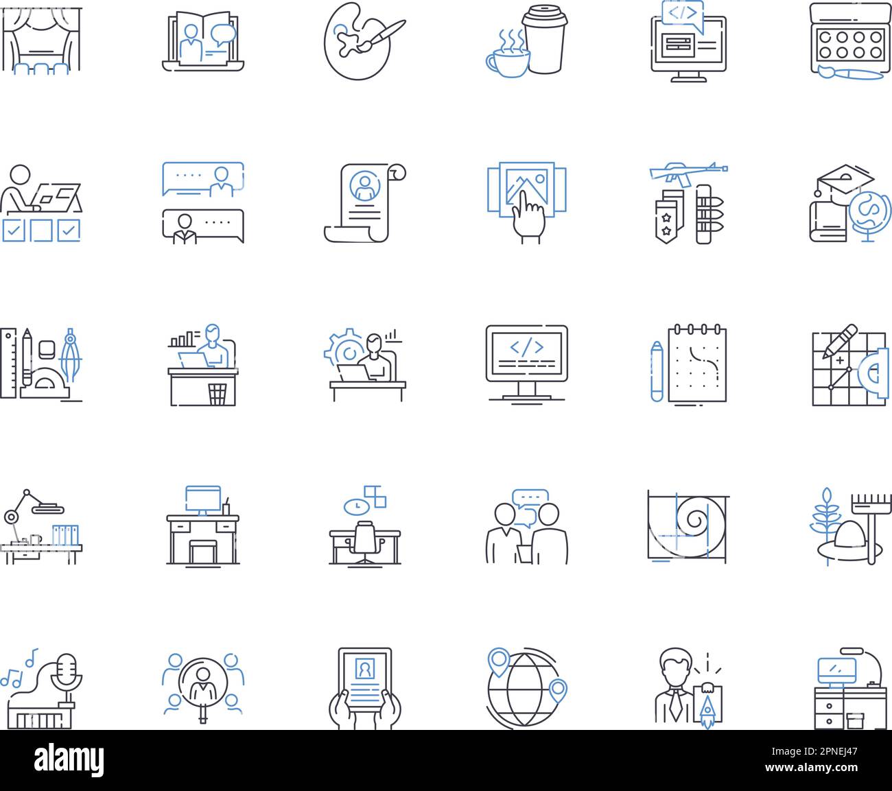 Outsourcing line icons collection. Cost-effective, Efficiency ...