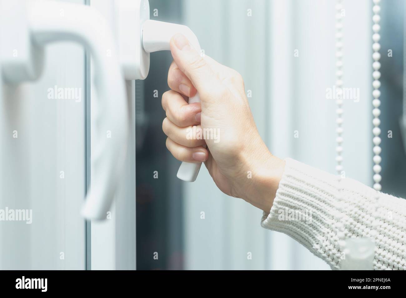 Breath of Fresh Air: Hand Opening Window to Nature's Renewal and ...