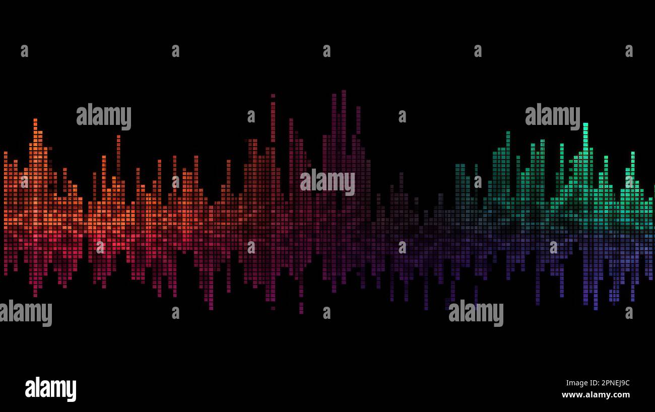 This photograph depicts an audio waveform created entirely from colored ...