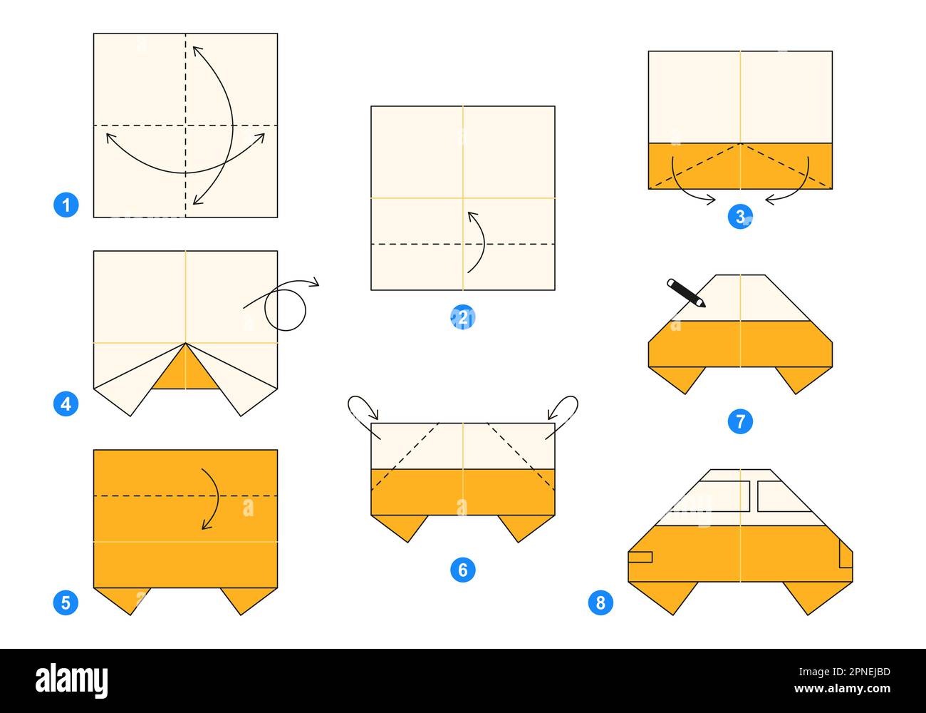 Origami tutorial for kids. Origami cute taxi Stock Vector Image & Art ...