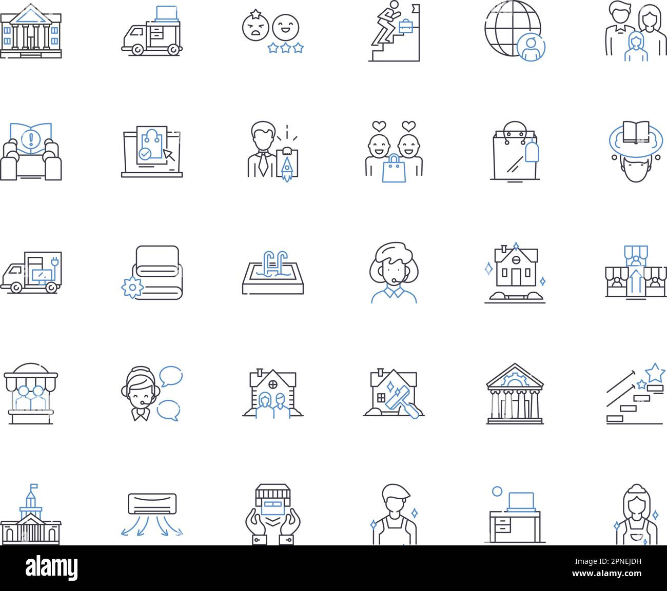 Urban center line icons collection. Bustling, Vibrant, Cosmopolitan ...