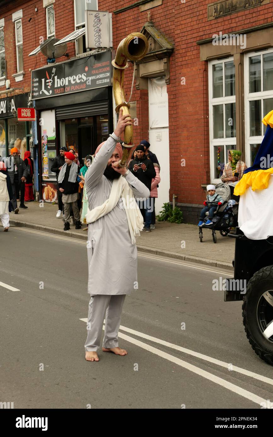 Ransingha being played at Derby Vaisakhi Nagar Kirtan 2023 Stock Photo ...
