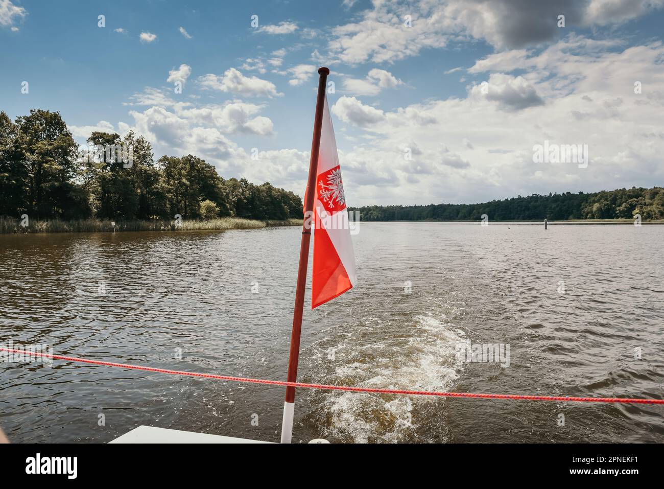 Polish flag on a boat on Lake Jeziorak in Poland Stock Photo - Alamy