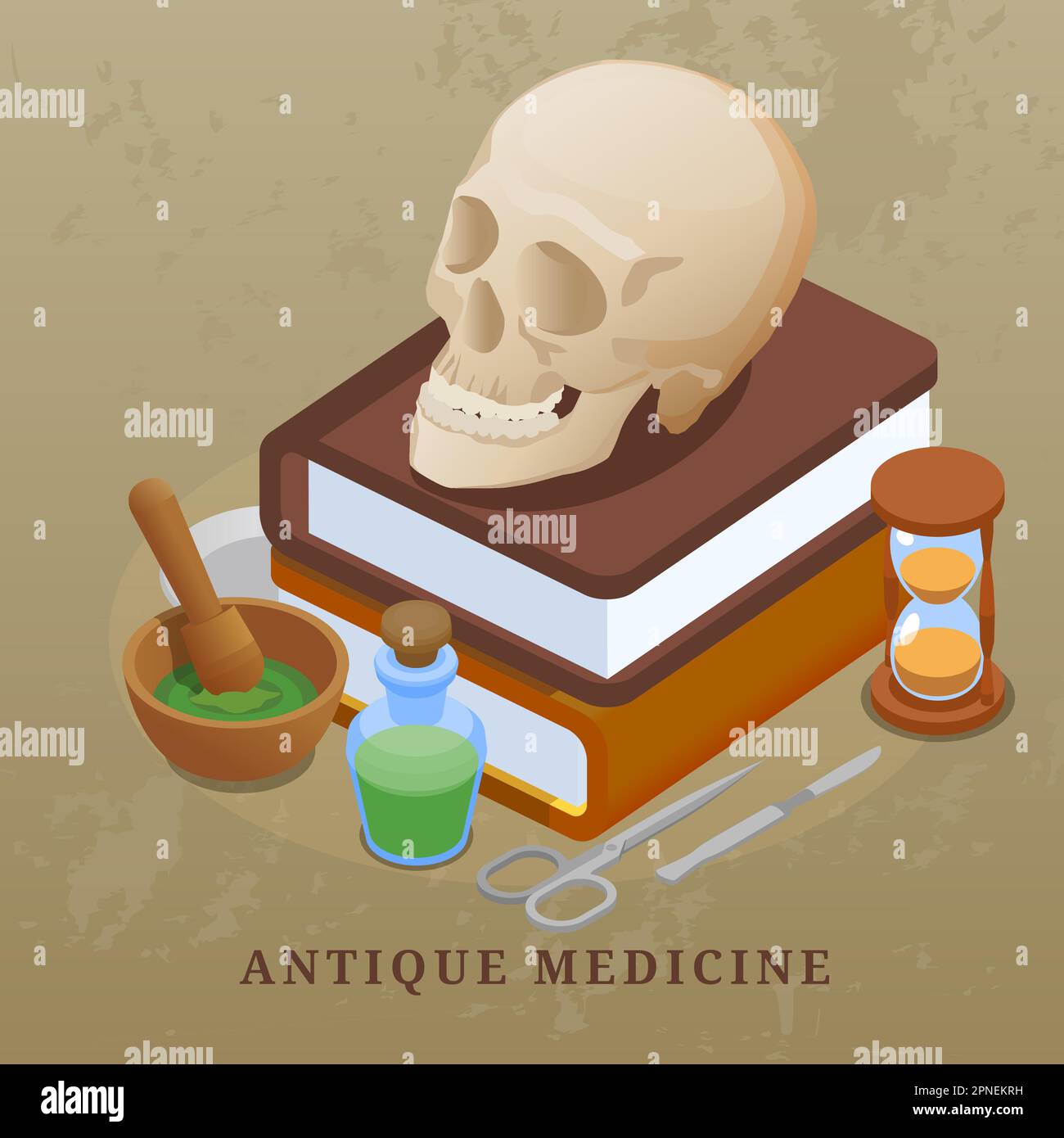 Ancient science composition with alchemy and medicine symbols isometric ...