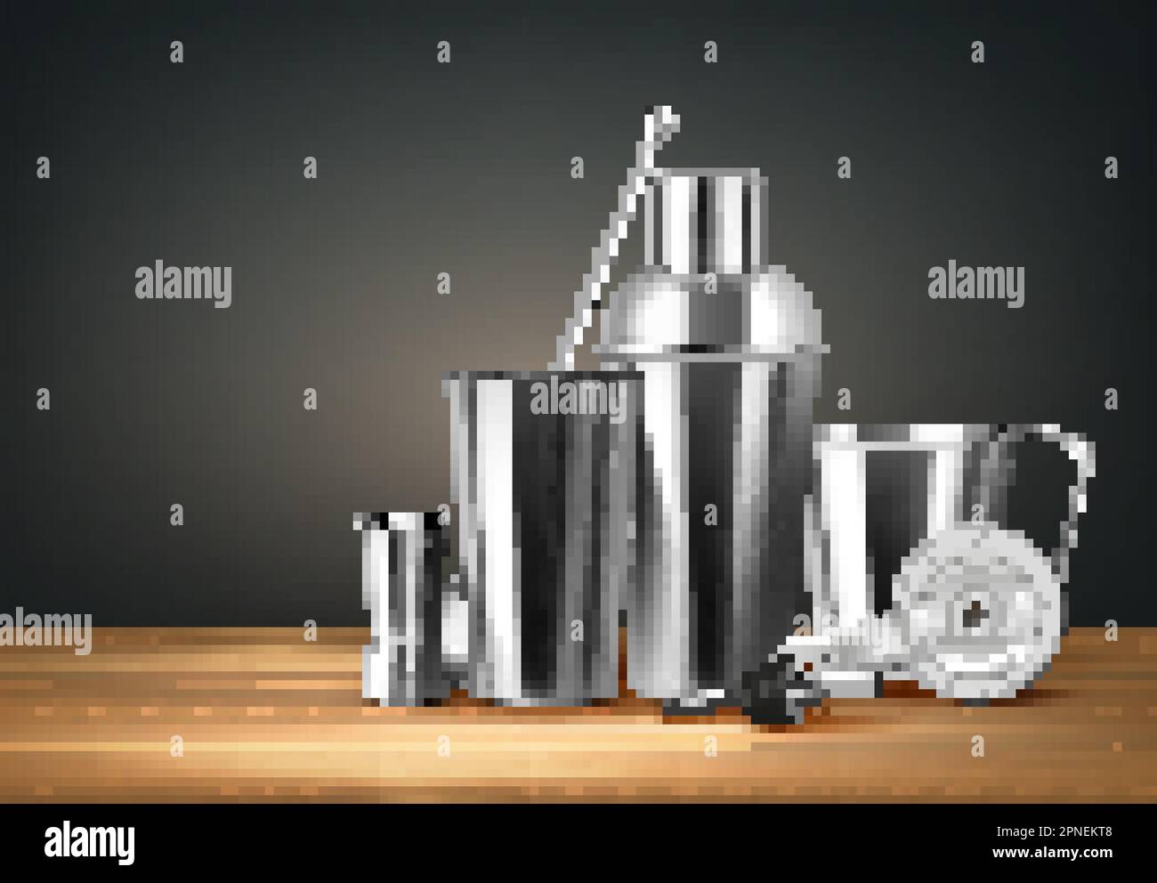 Realistic stainless steel bar equipment with shaker geyser strainer ...