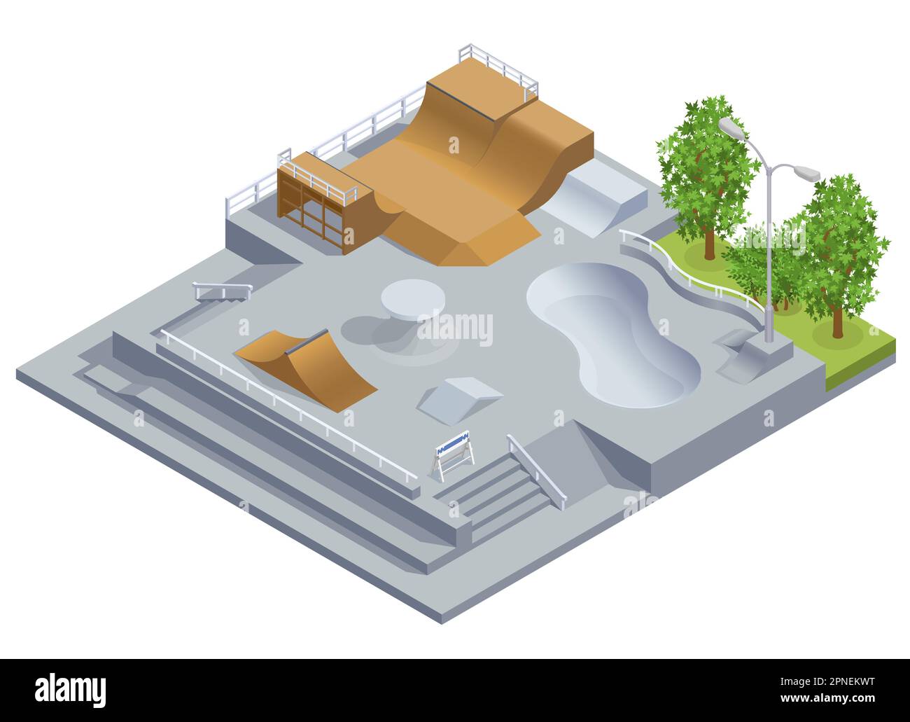 Skate park composition with infrastructure symbols isometric vector ...