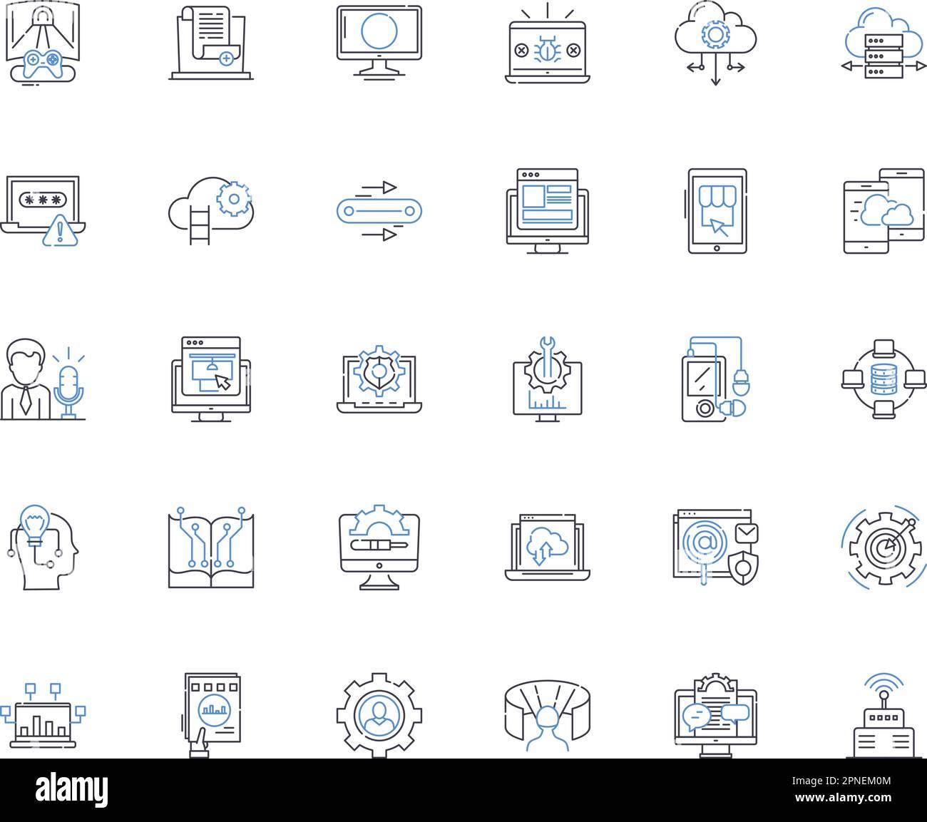 Virtual smooth line icons collection. Seamless, Effortless, Streamlined ...