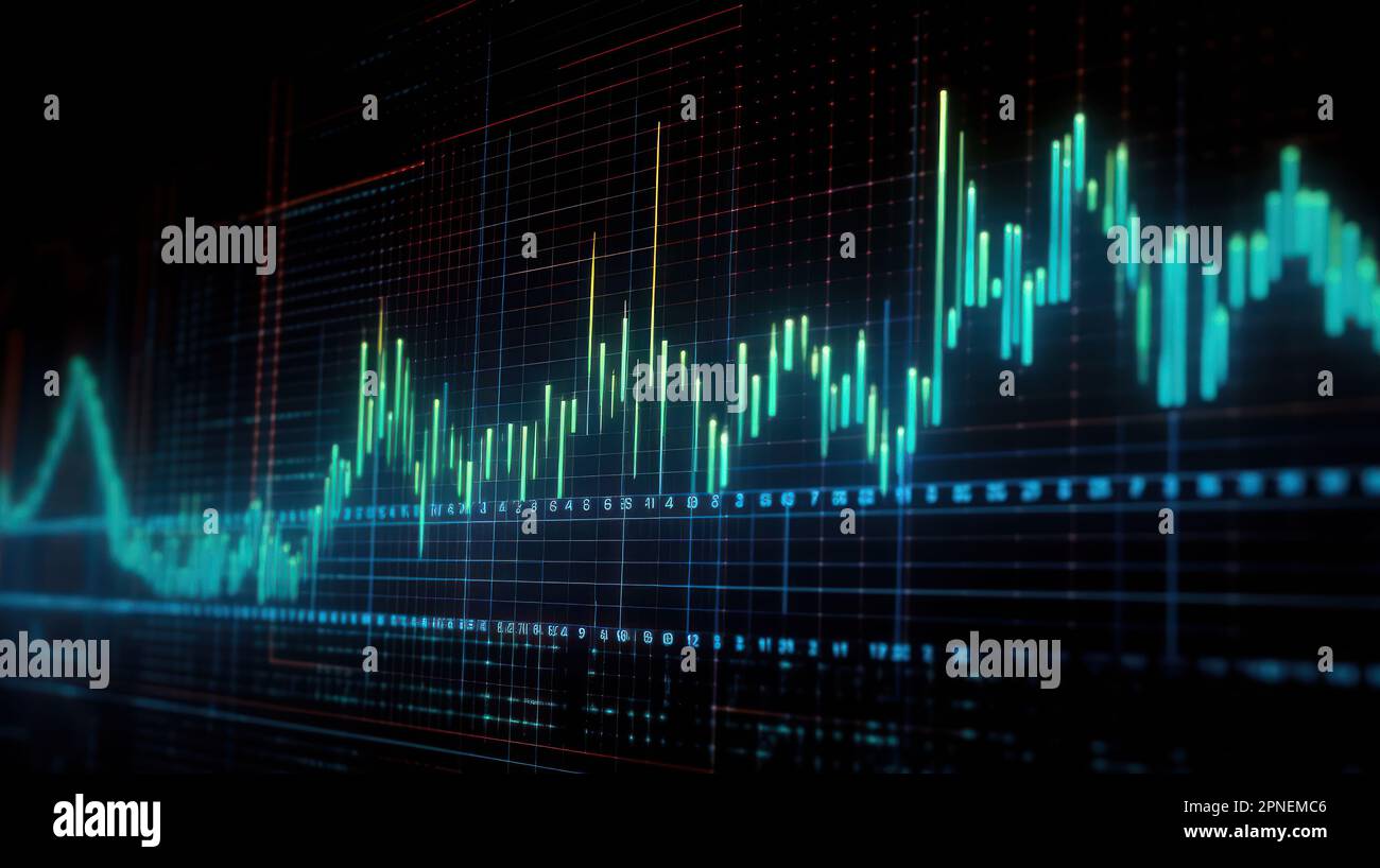 This photo depicts a high-resolution digital stock chart with a matrix ...