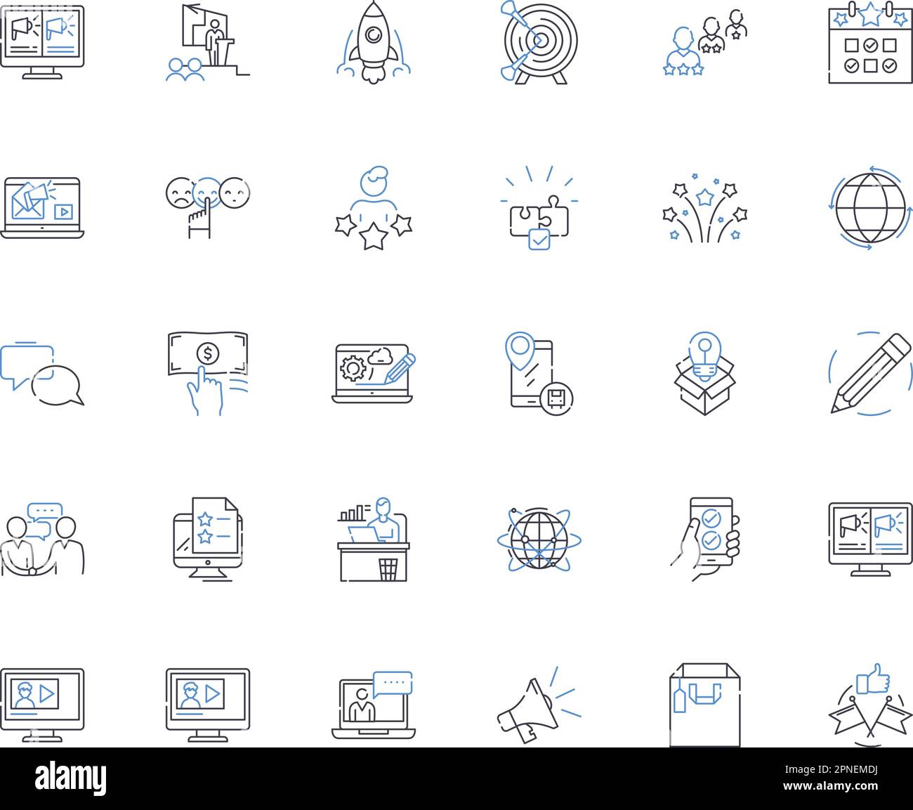 Advancement line icons collection. Progression, Development ...
