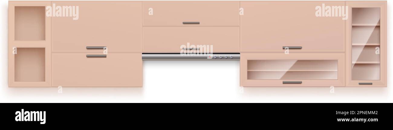 Realistic furniture elements for modern kitchen interior with cupboards ...