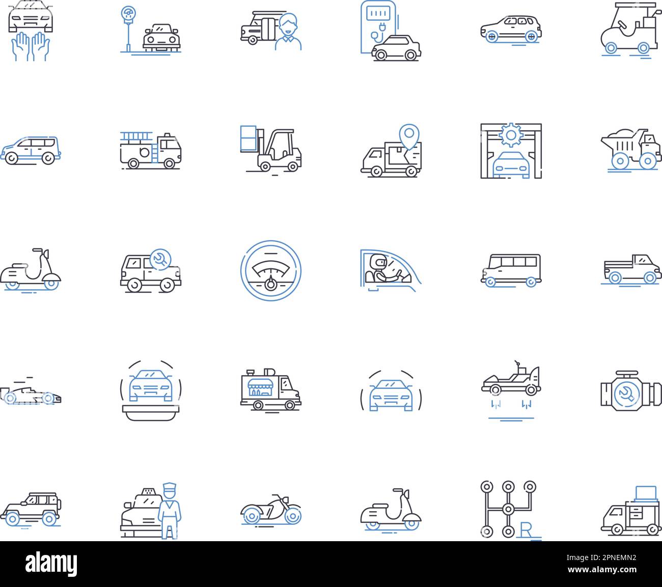 Automobile and conveyance line icons collection. Car, Truck, Motorcycle ...