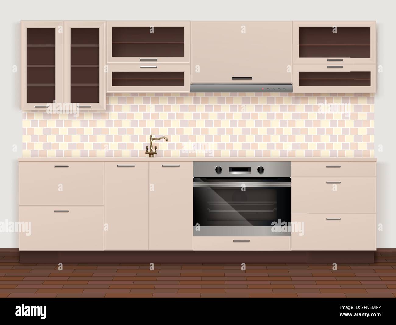 Modern classic kitchen interior with furniture elements cooker and ...