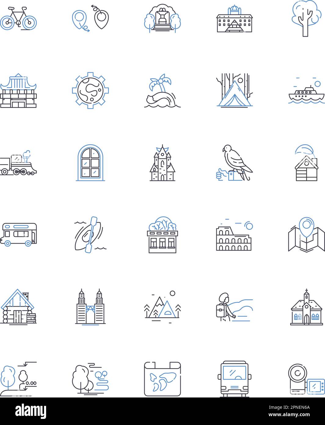 Overseas adventure line icons collection. Exploration, Wanderlust ... Overseas adventure line icons collection. Exploration, Wanderlust ...