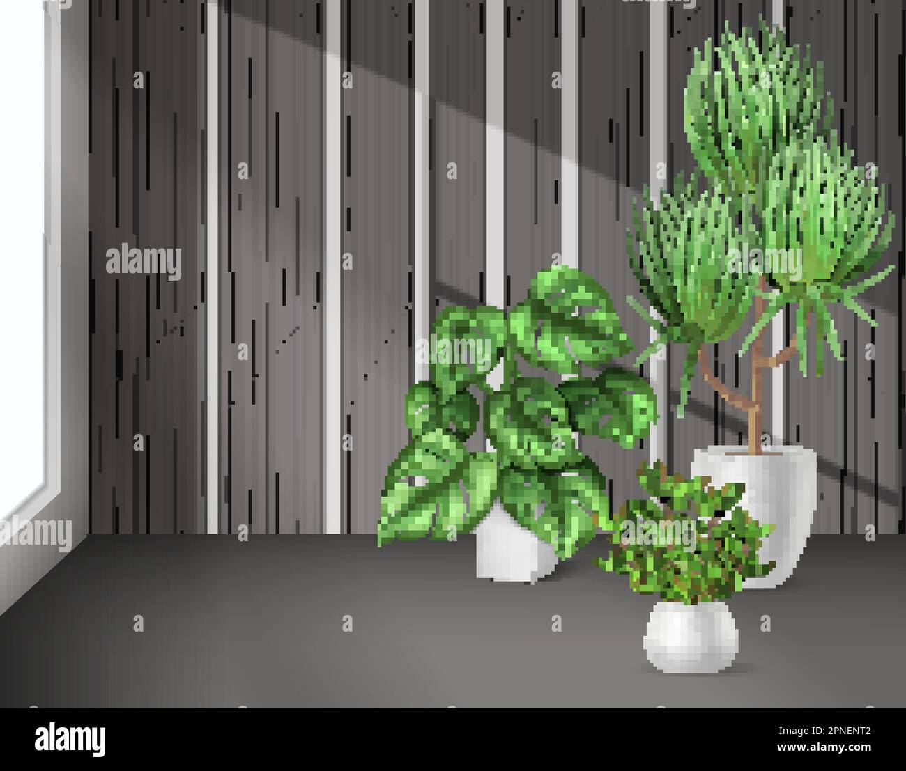 Houseplants indoor background with different vegetation realistic ...