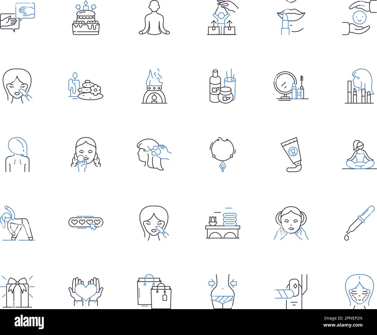 Day spa line icons collection. Relaxation, Retreat, Massage, Facials ...