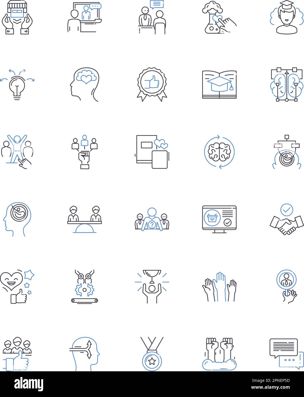 Partner Brainstorming Line Icons Collection Synergy Collaboration