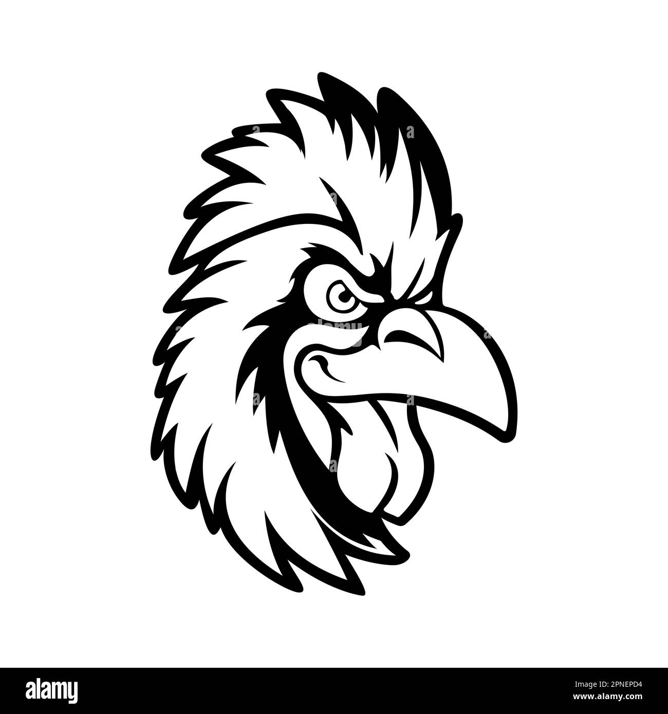 Rooster head logo design. Abstract drawing rooster face. Black ...