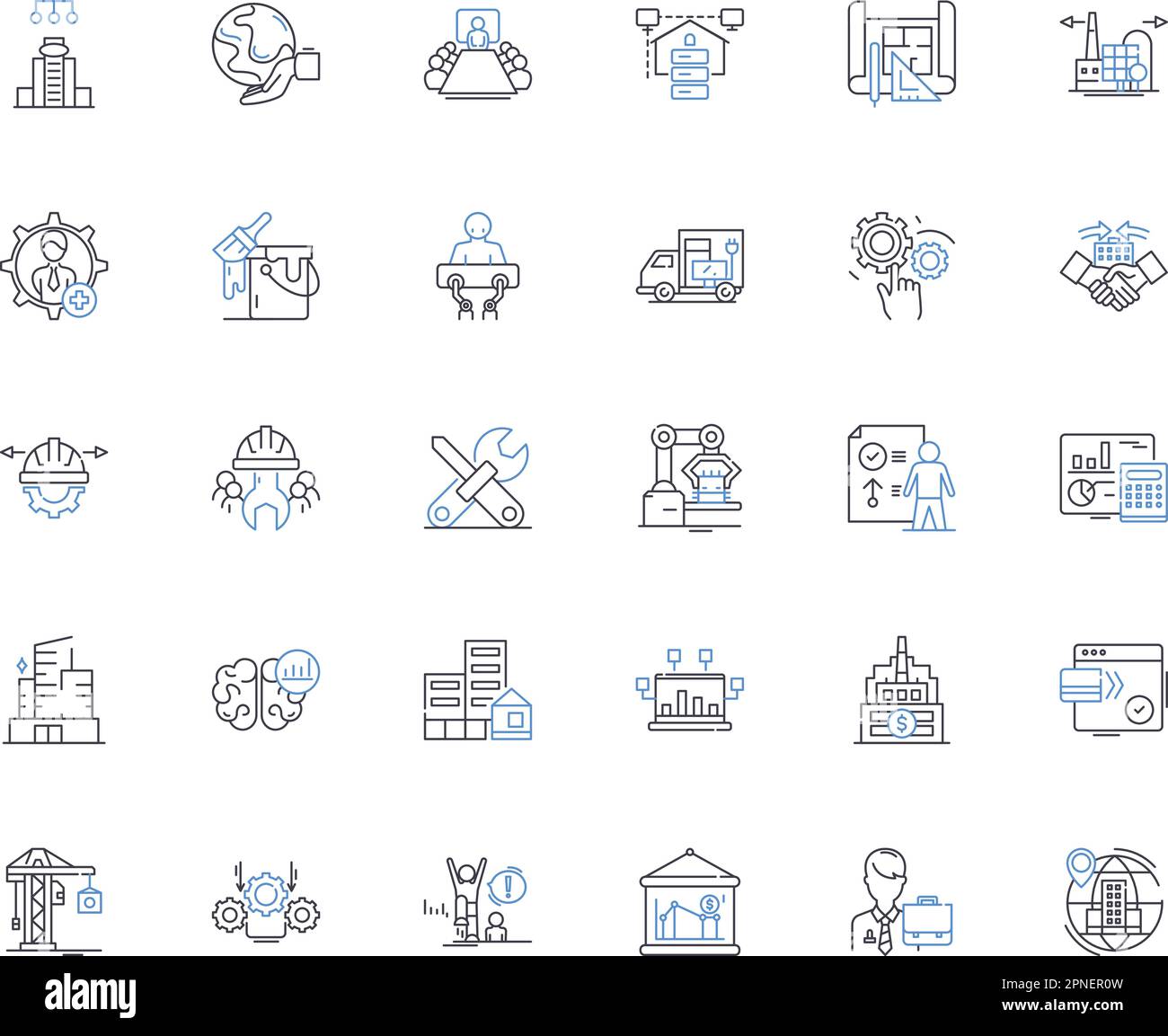 Manufacturing Corporation Line Icons Collection Production Assembly Fabrication Plant