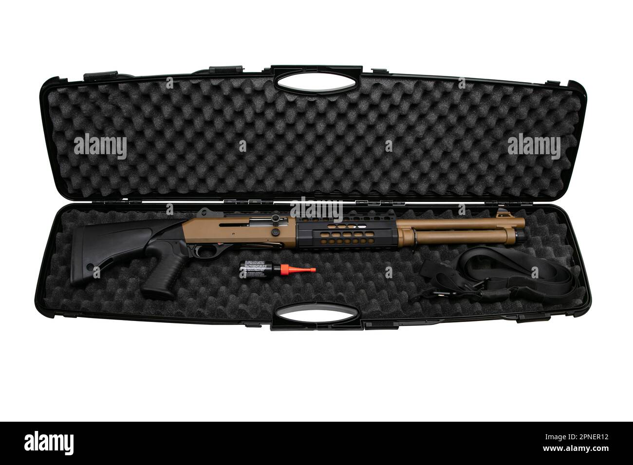 Modern semi-automatic shotgun. Tactical smoothbore weapon 12 caliber ...