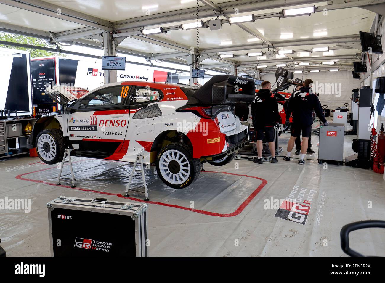 Zagreb, Croatia, April 18, 2023. Toyota Gazoo Racing WRT service park ...