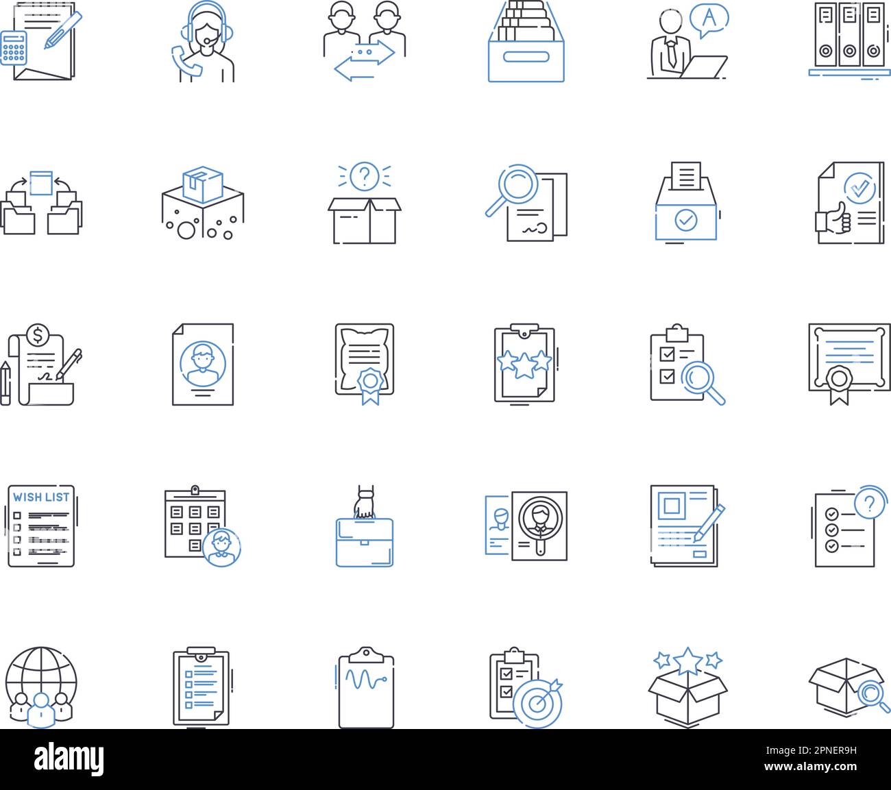 Records Keeping Line Icons Collection Storage Catalog Indexing Archival Filing Logging