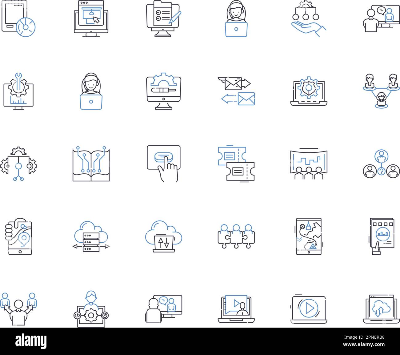 Mobile advertising line icons collection. Banner, Clicks, Conversions ...