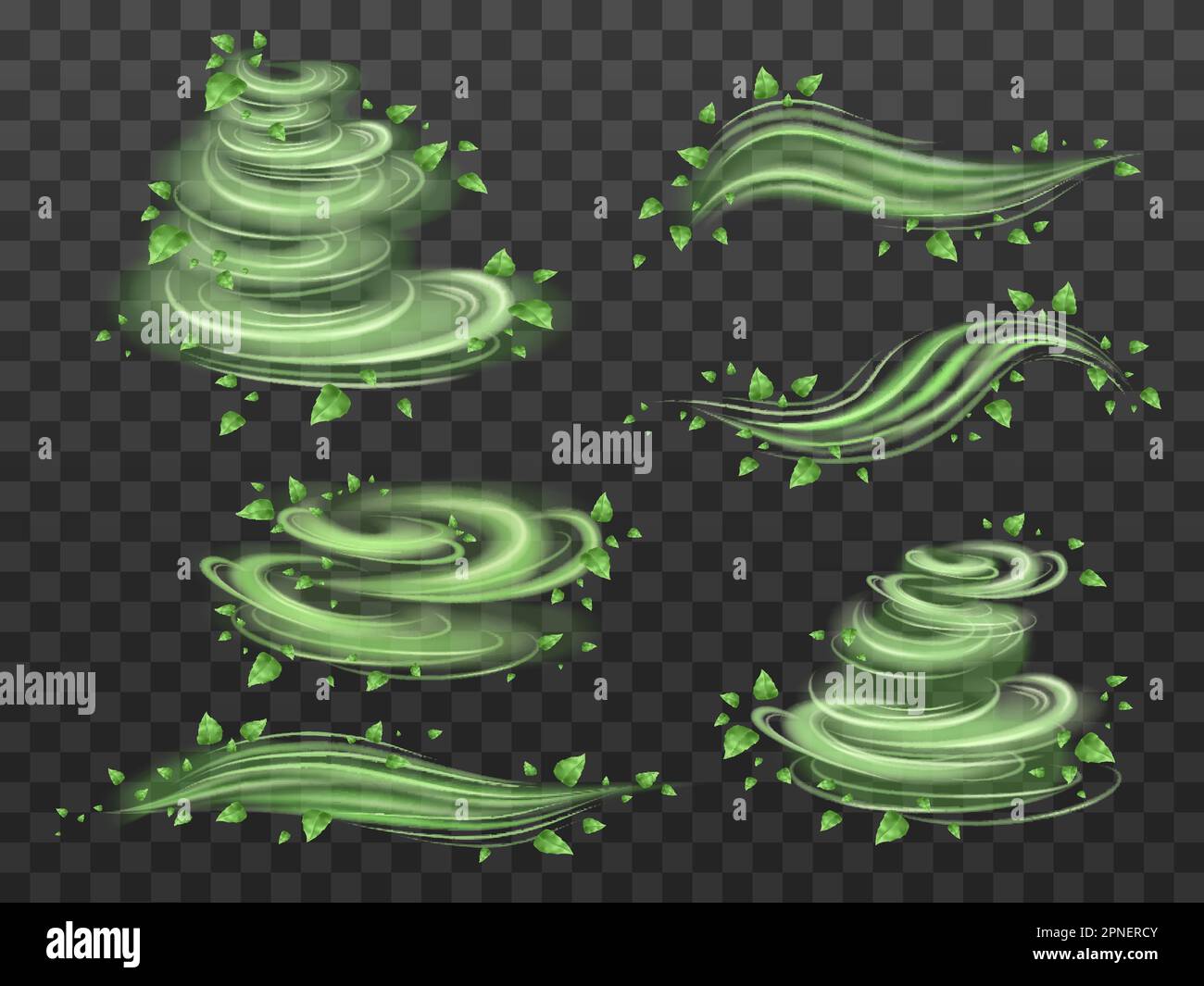 Wind swirls transparent set with vortex and whirl realistic isolated ...